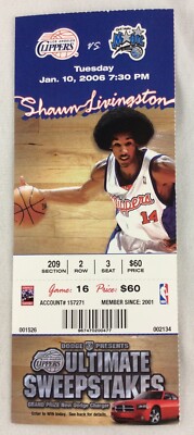 NBA 2006 01/10 Orlando Magic at Los Angeles Clippers Full Ticket | eBay