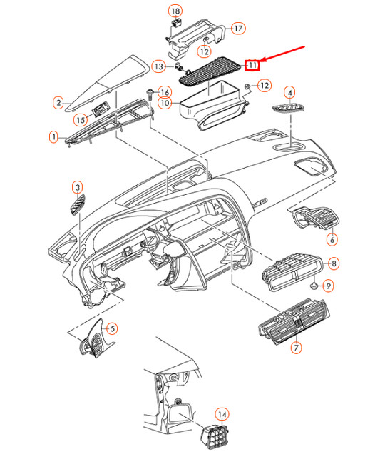 Genuine AUDI A4/A5 Q5 Front Dashboard Foliage Grill LHD 8KD819441A OEM ...
