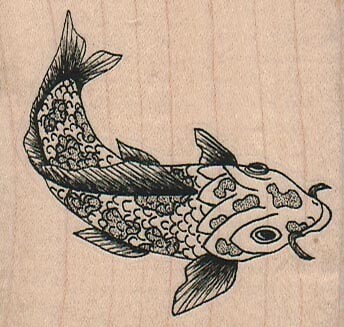 Koi Fish 2 1/2 x 2 1/4" Rubber Stamp, Fish Stamp, Koi Stamp | eBay