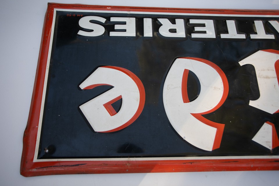 Vintage Exide Batteries Embossed Heavy Tin Sign (M3L/JSF6) Original 4 ...