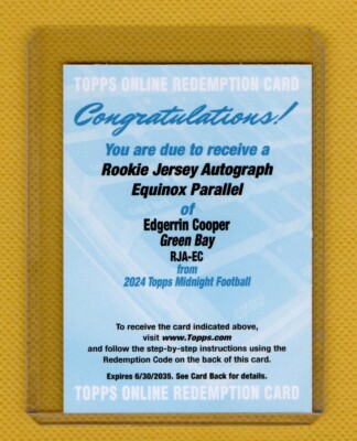 2024 Topps Midnight Edgerrin Cooper Redemption Rookie Jersey Auto ...