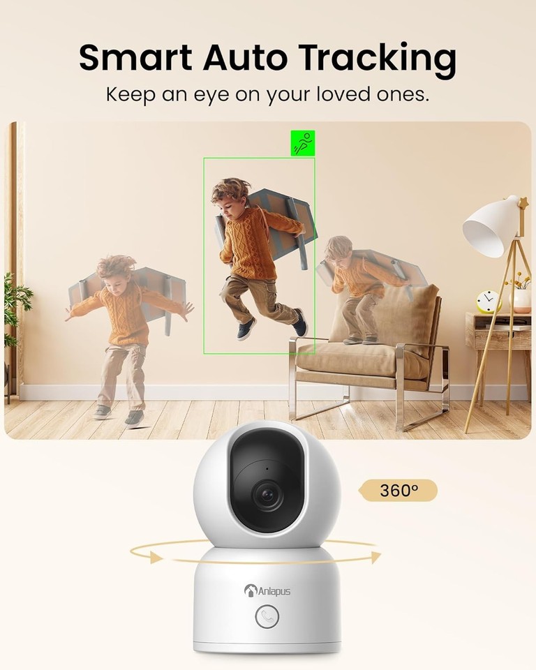 Anlapus 2MP Home Security Indoor Camera, C518 1080p Pan/Tilt 1 Pack ...