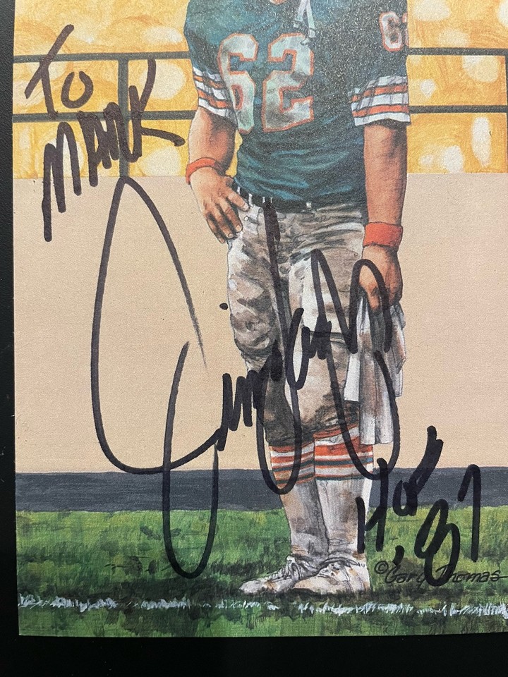 Jim Langer signed Goal Line Art Card Autograph w/ "HOF 87" HOF Dolphins ...