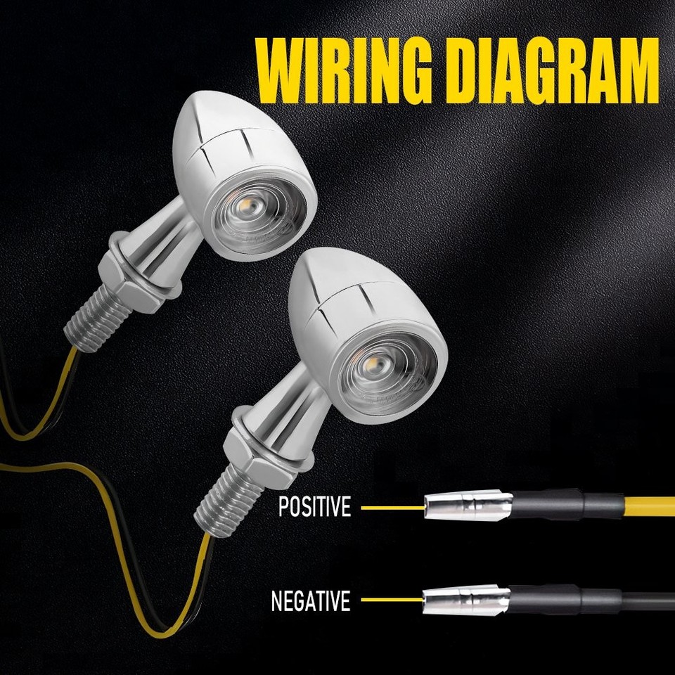 2x Motorcycle LED Bullet Amber Brake Blinker Turn Signal Mini Indicator ...