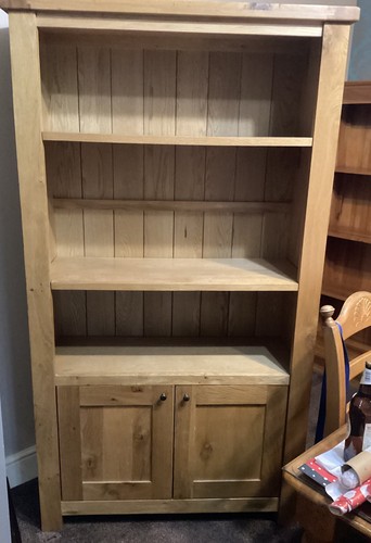 Solid Oak Bookcase With Cupboard | eBay UK