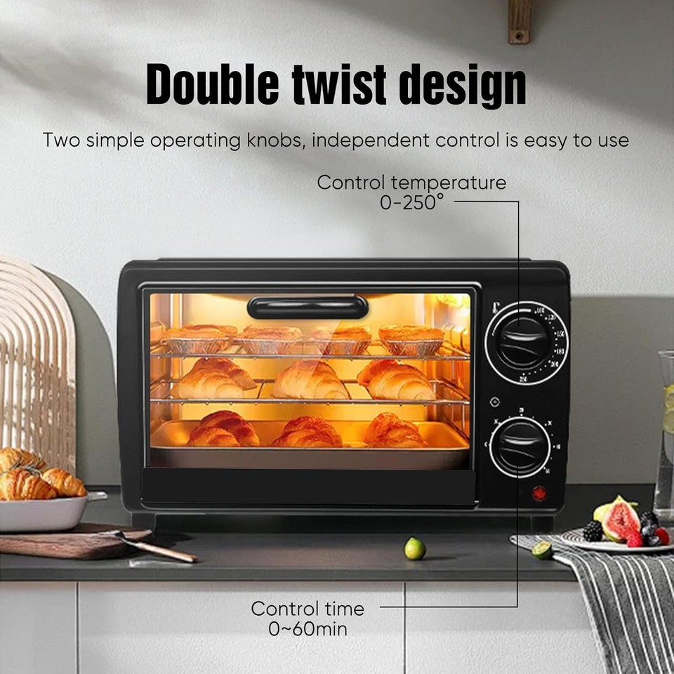13L 800W Electric Pizza Oven Grill Mini Countertop Toaster Oven Temp ...
