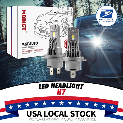 2pc 6000K H7 LED Headlight High Low Beam Bulbs For Lexus Mazda Subaru ...