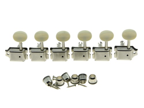 Nickel w/ Ivory Lefty Split Shaft Vintage Tuning Keys Tuners for Strat ...