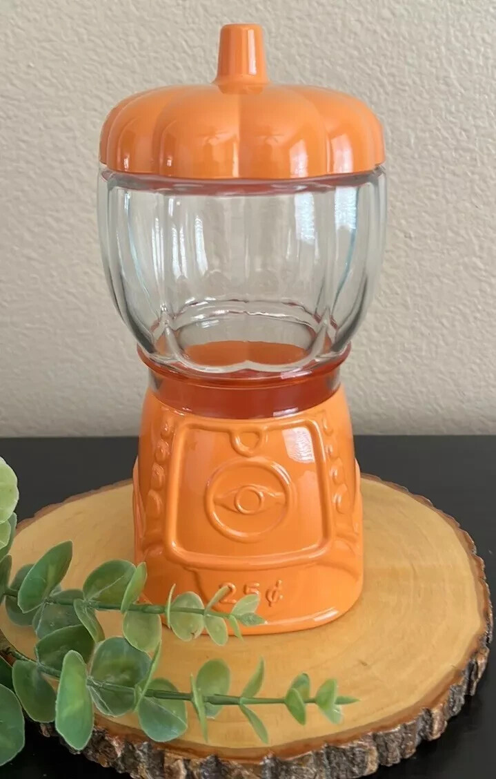 Target Orange Pumpkin Glass Gumball Machine Halloween Fall Candy Jar ...