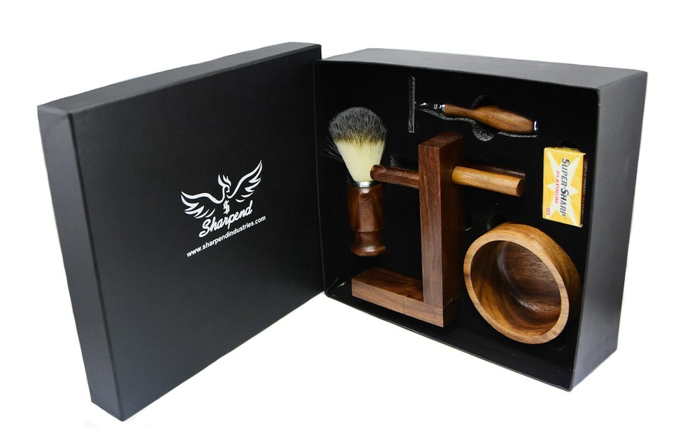 Brown 5 Piece Shaving Set | DE Safety razor Badger And Brush | Men's ...