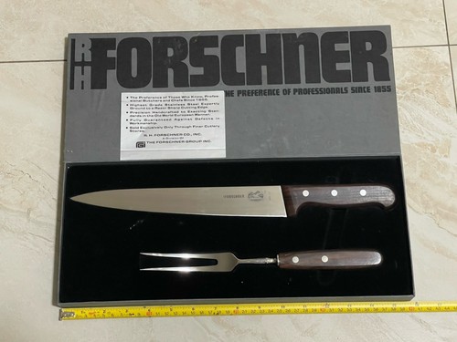 R.H. Forschner Victorinox 10 Blade Knife And Fork Carving Set Rosewood ...