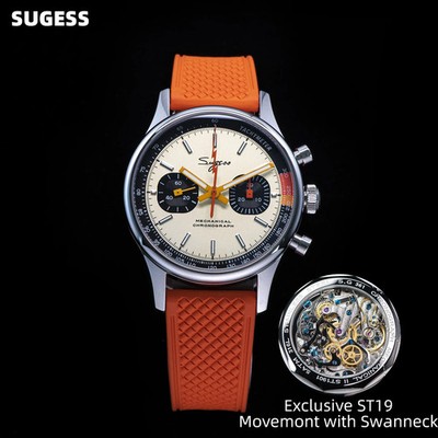Sugess Pilot Watch ST19 Origin Movement Swanneck Wristwatch Mechanical ...