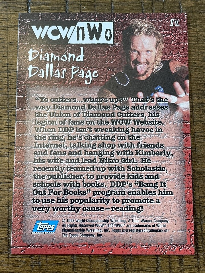 1998 Topps WCW nWo DDP Diamond Dallas Page Stickers Prospect #S2 | eBay