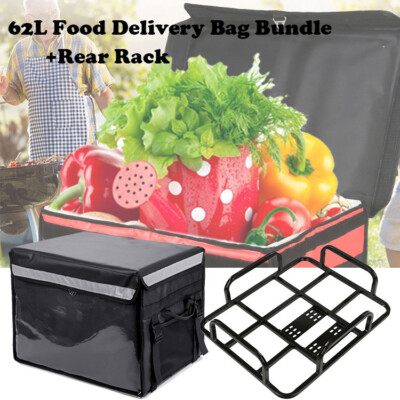 62L Food Delivery Bag + Rear Rack For Motorcycle Bike Food Delivery ...