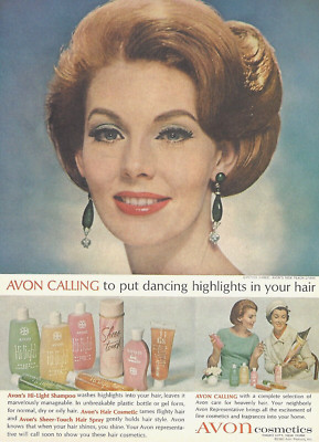 1963 Avon Makeup Cosmetics Lipstick Shampoo Avon Calling vintage Print ...