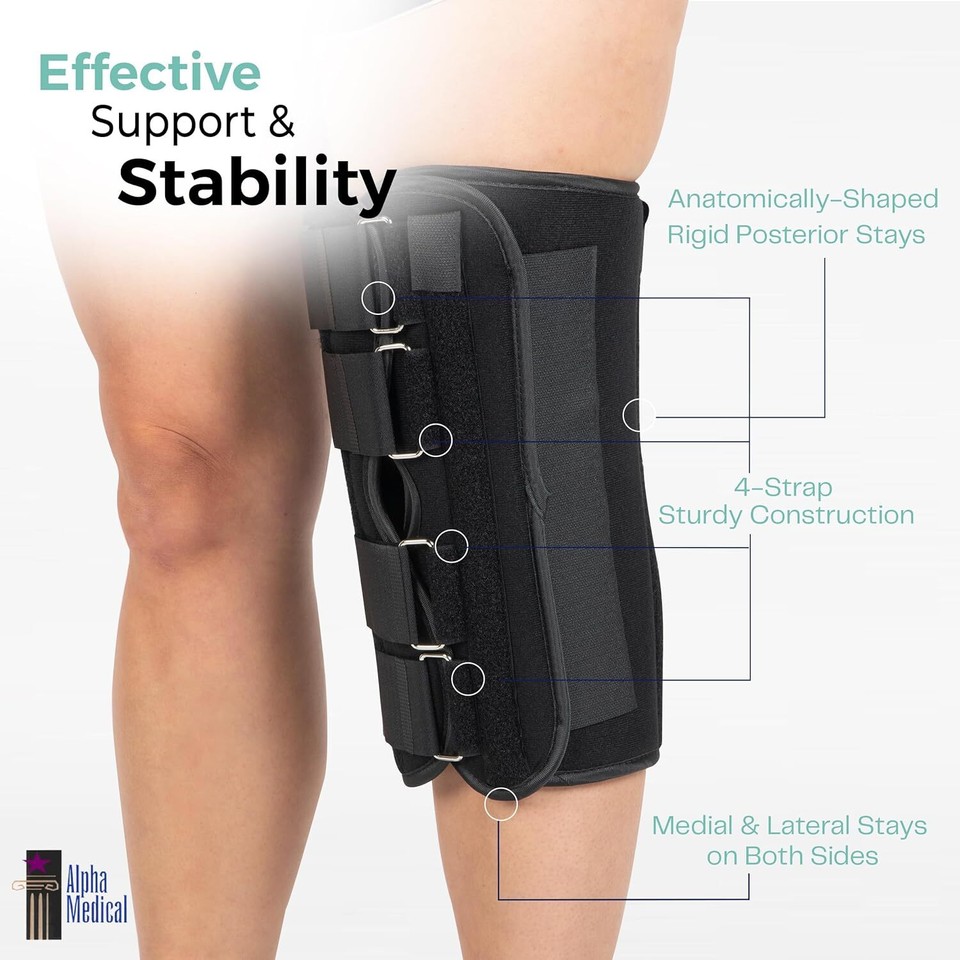 Alpha Medical Three Panel Knee & Leg Immobilizer, Knee Splint, Knee ...