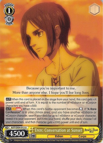 Attack on Titan Trading Card Weiss Schwarz AOT/SX04-012 U Eren Jaeger ...