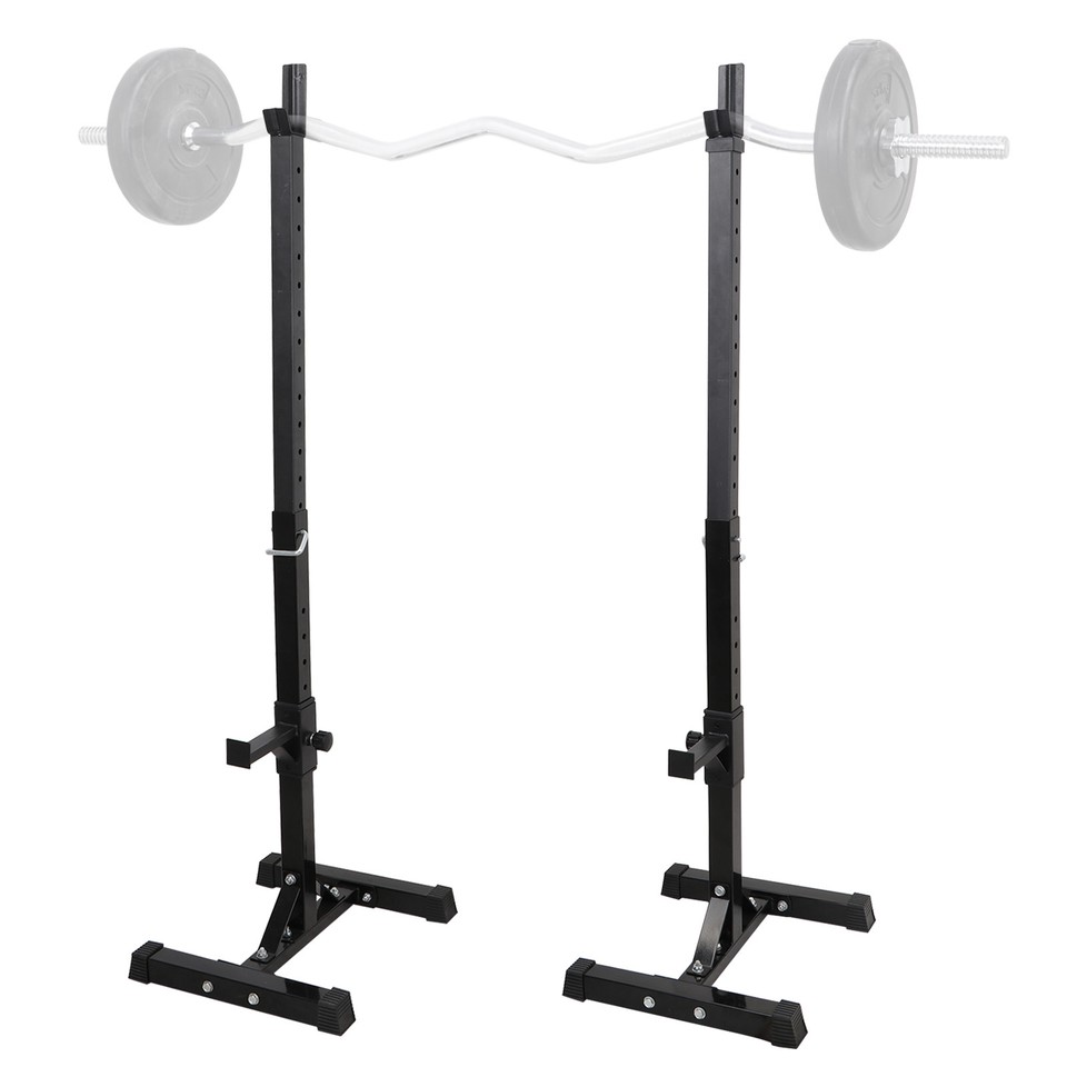 Pair of Adjustable Squat Rack Stands Heavy-Duty Steel Barbell Bench for ...