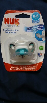 NUK Orthodontic Pacifier 0-6 Months Silicone Nipple PANDA BEAR White ...