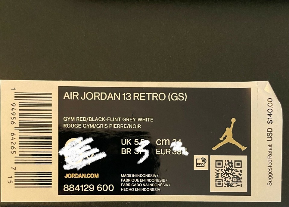 Size 7Y - Air Jordan Xlll 13 Retro GS White/Grey/'Red Flint' Youth NEW ...