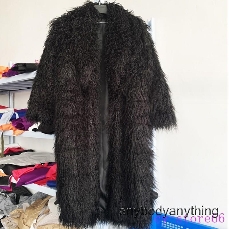 Women's Stage Coats Full Length Long Party Sleeve Faux Wool Fur Classic ...