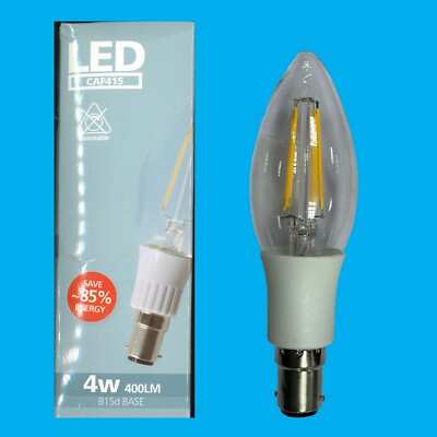1x 4W (=40W) LED Filament Clear Candle Light Bulbs, SBC, B15, 2700K ...