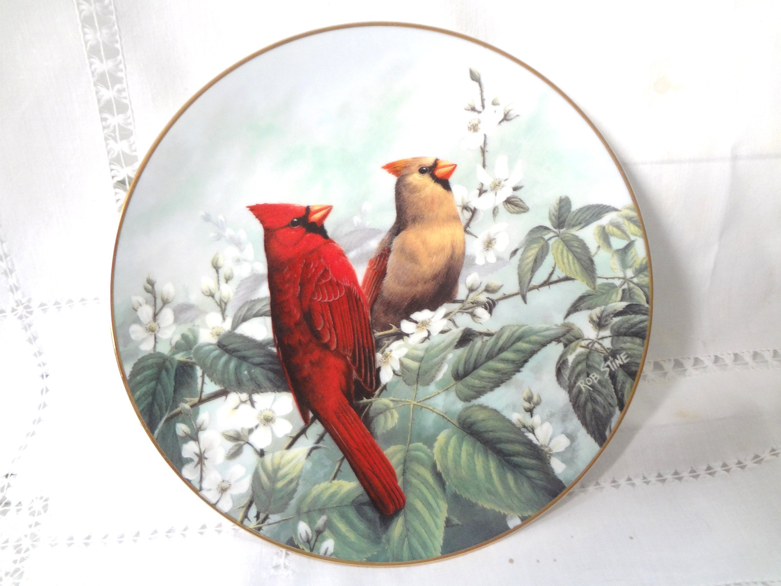 PLATE 1992 #3859A Cardinal Family SPRINGTIME SPLENDOR Rob Stine W.L ...