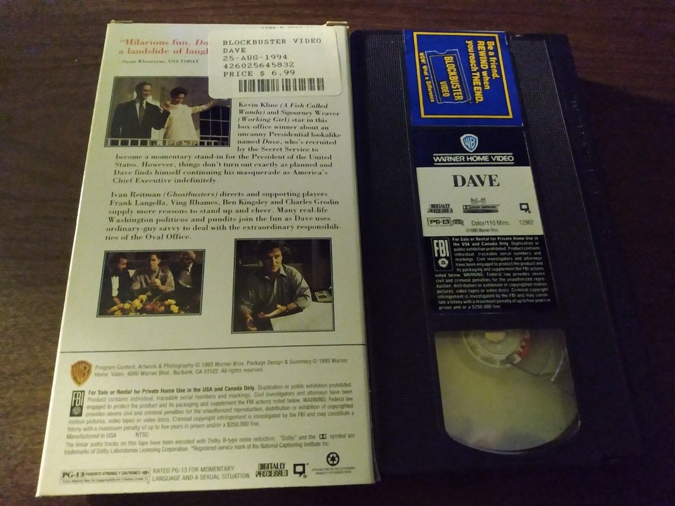 Dave (VHS, 1993)Used. | eBay