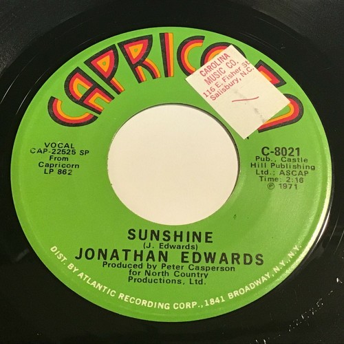 Jonathan Edwards - Sunshine / Emma 45 RPM Record - Capricorn | eBay