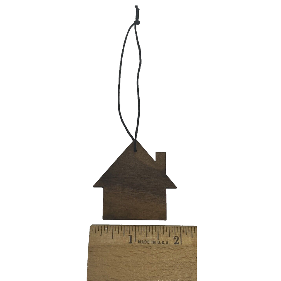 Simple 2” House Christmas Ornament Handcrafted Walnut Wood Black Hanger ...
