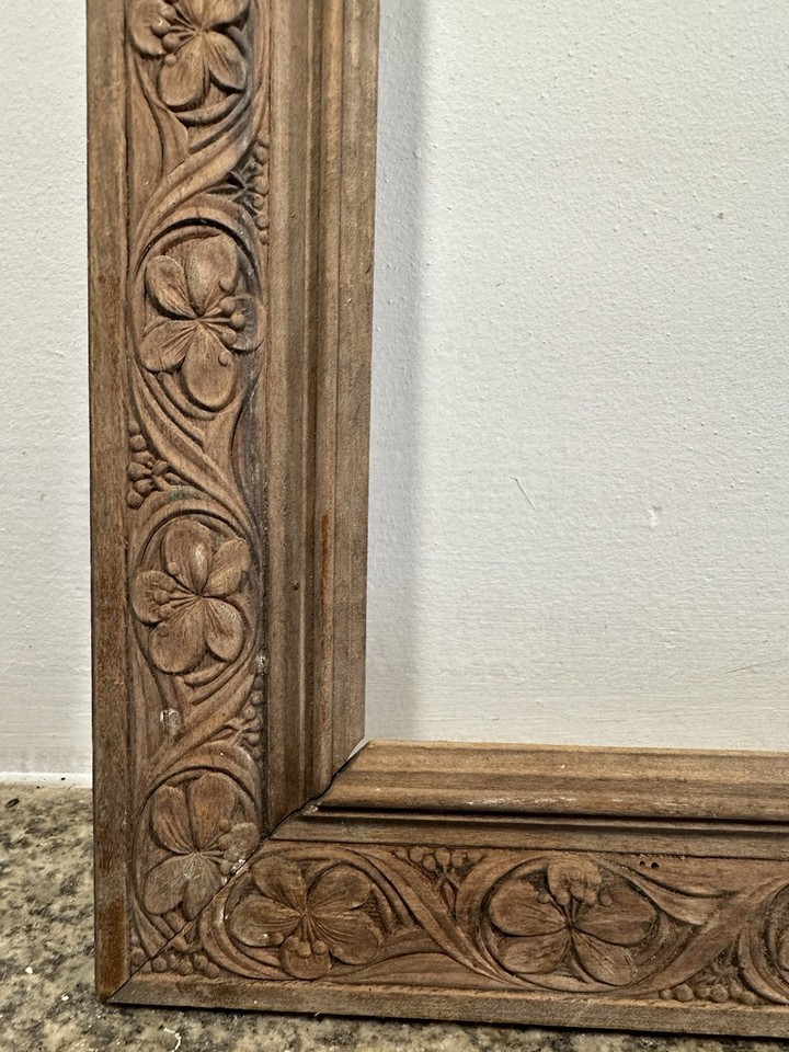 Frame Antique Wooden 8F Embellishments Flowers Carved Rabbet: 50 X 40,5 ...