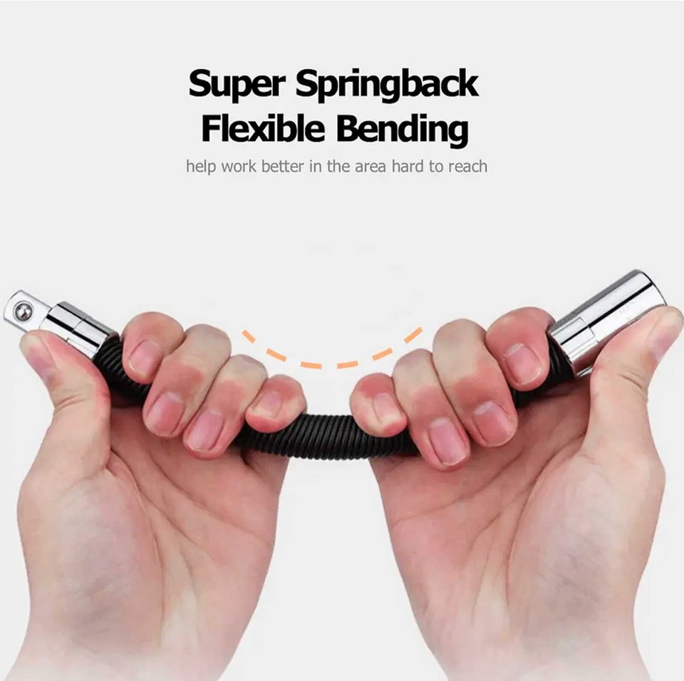 2pc FLEXIBLE EXTENSION 8" x 3/8" & 6" x 1/4" Socket Bar Ratchet Drive ...