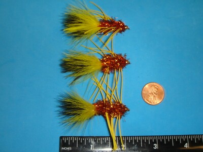 FLY FISHING FLIES - Copper/Yellow TEQUEELY Streamers size #6 (6 pcs ...