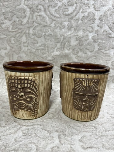 Vintage Three Face Tiki Ceramic Mugs Set Of 2 | eBay
