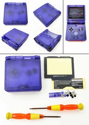 GBA SP Transparent Blue Clear Shell Housing Case For Nintendo Gameboy ...