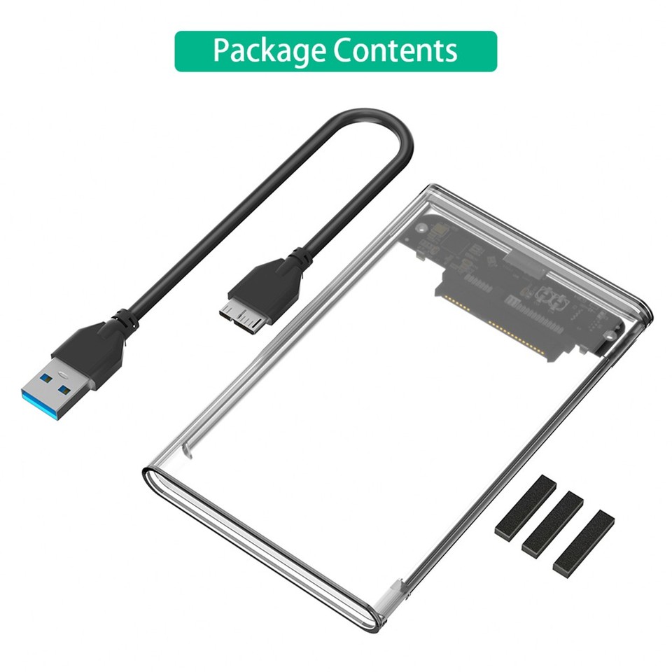 SATA SSD Hard Drive Disk Enclosure USB3.0 to SATA2.5 External HDD ...