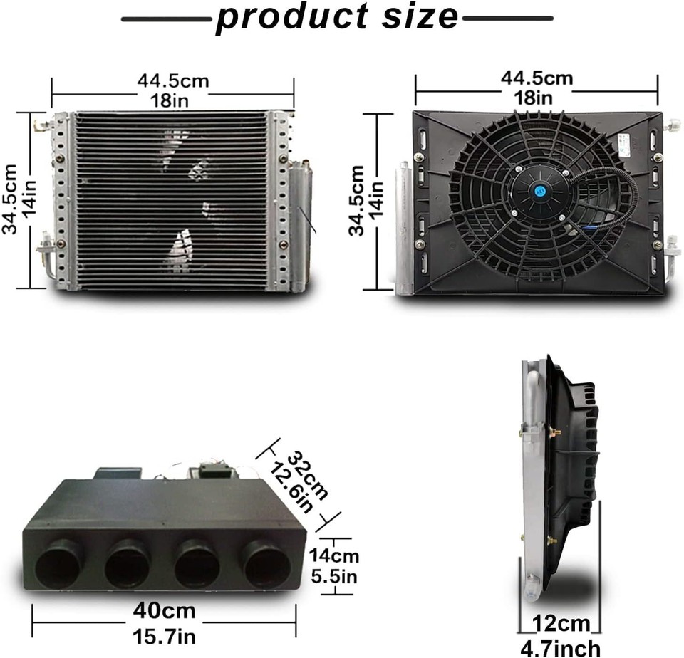 12V Universal A/C Kit Truck Cab Bus Air Conditioner Underdash 4 Vents ...