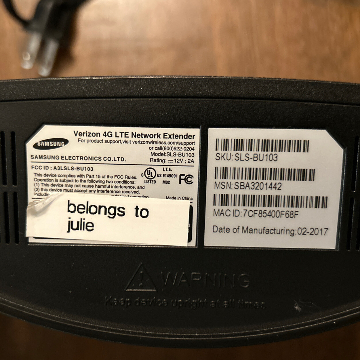 Samsung SLS-BU103 Verizon 4G LTE Network Extender W/Power 887276101866 ...
