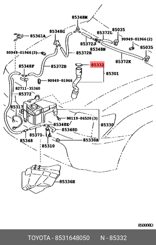 Genuine OE window washer tank cap, 8531648050 for TOYOTA 85316-48050 ...