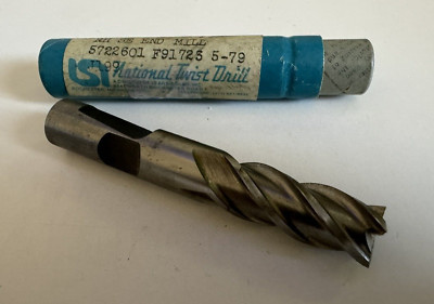 National Twist Drill 1/2 x 1 x 3, 4-Flute HSS Square End Mill, Weldon ...