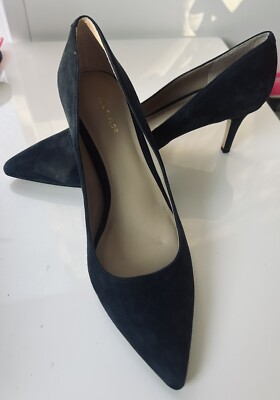 ANN TAYLOR NAVY BLUE SUEDE LEATHER ERYN PUMPS HIGH HEELS SHOE SIZE 8.5M ...