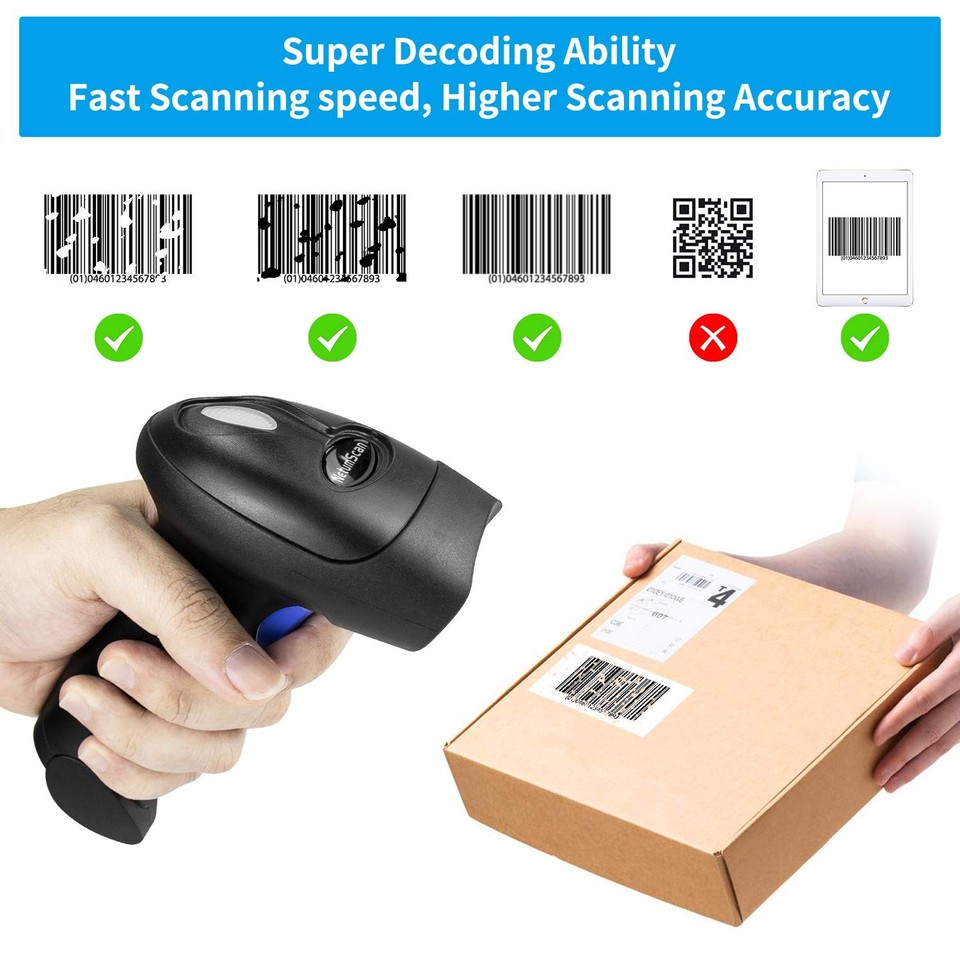 Handheld USB 1D Barcode Scanner with Stand, Wired CCD Bar Code Reader ...