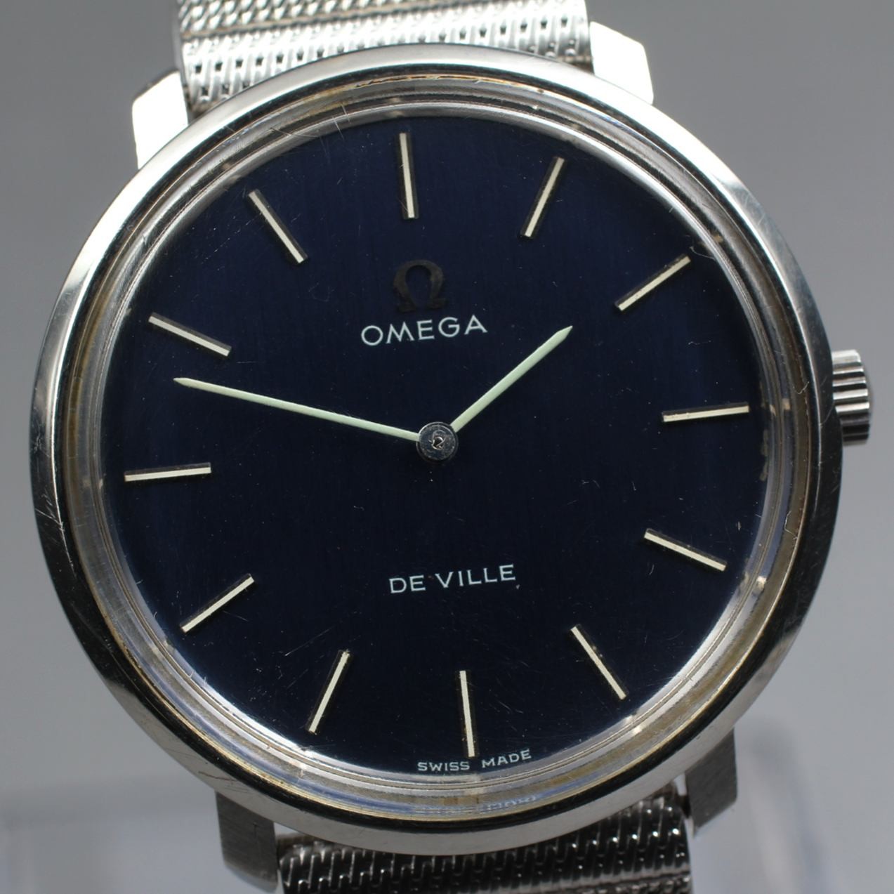 Vintage 70s OMEGA DeVille Tool 104 Blue Dial 33mm Men Manual Watch 2052 ...