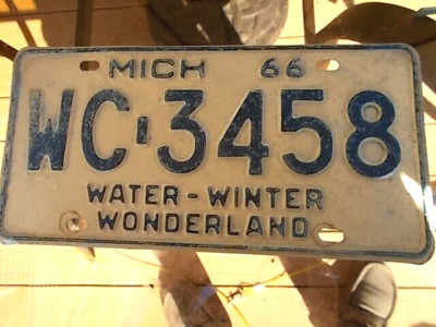 Vtg Michigan License Plate Tag 1966 Water Winter Wonderland WC-3458 | eBay