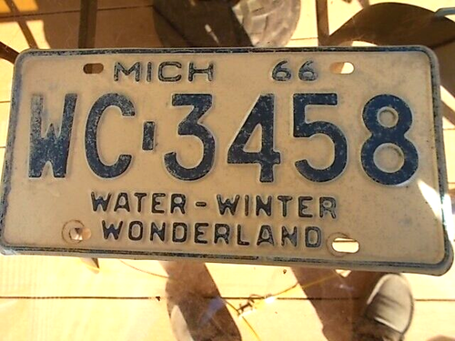 Vtg Michigan License Plate Tag 1966 Water Winter Wonderland WC-3458 | eBay