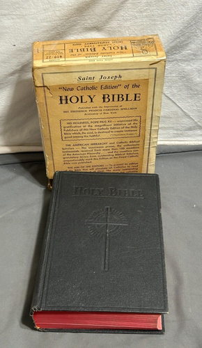 1962 St. Joseph NEW CATHOLIC Ed HOLY BIBLE + Box POPE PIUS XII New Old ...