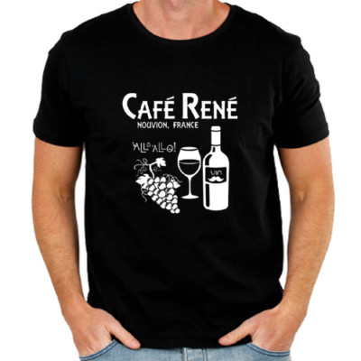 Allo Allo Cafe Rene Mens Womens black T-shirt S-5XL | eBay UK