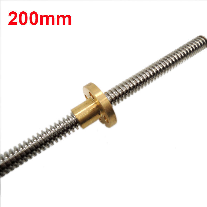 T8 8mm Lead Screw 2mm Pitch Threaded Rod Anti-backlash Brass Nut Shaft ...