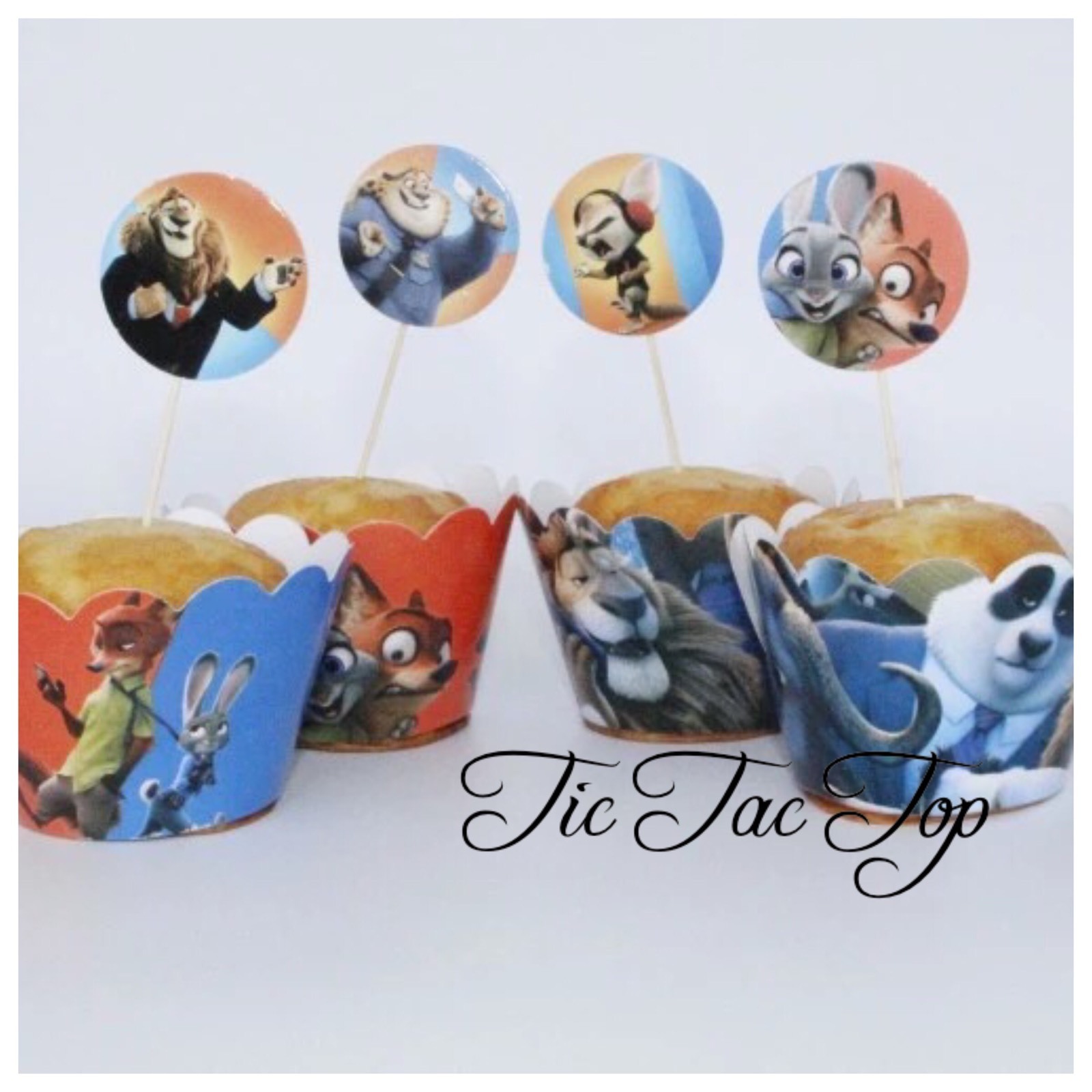 12x Zootopia Cupcake Toppers + Wrappers. Party Supplies Lolly Loot Bag ...