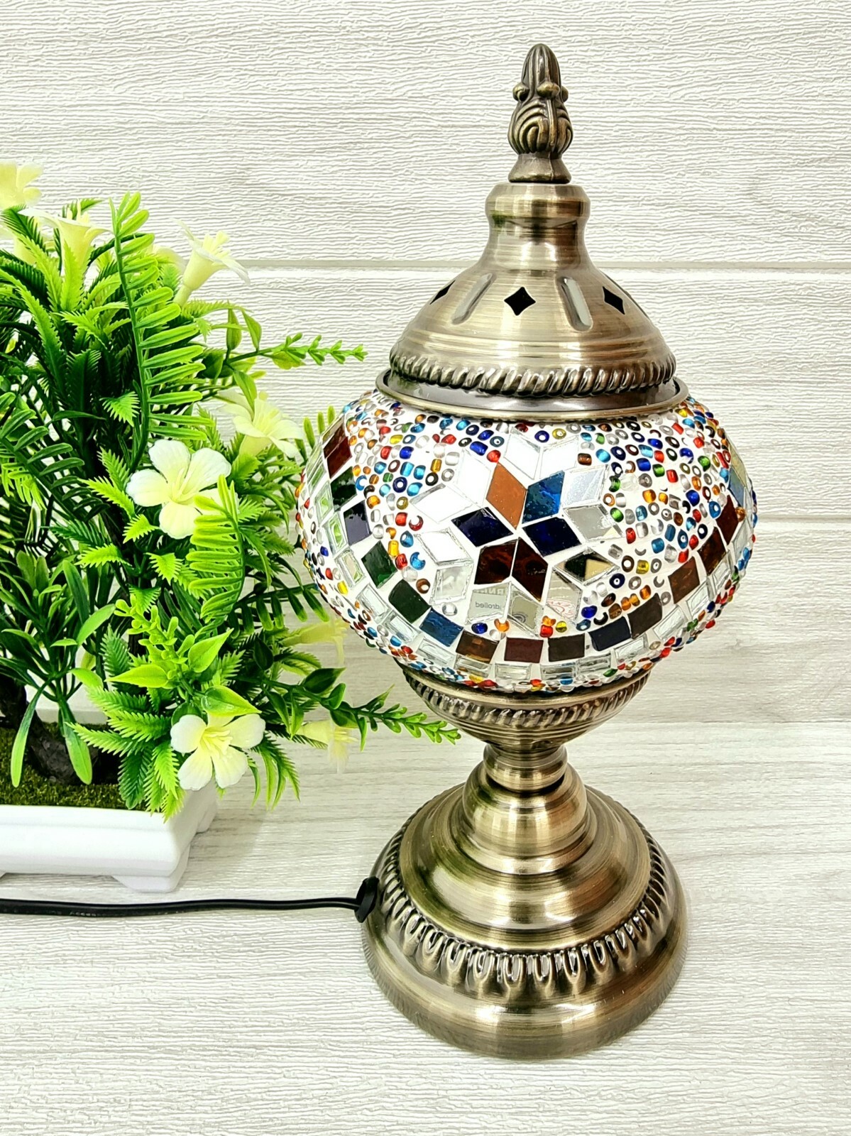 Handmade Turkish Glass Mosaic Lamp with Free LED Light Bulb - Design ...